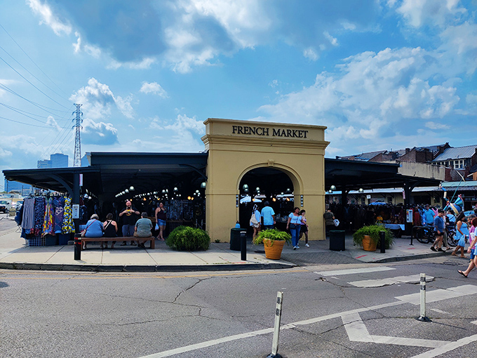 Step right up to the French Market, where history and haggling collide! This grand entrance promises a feast for the senses and wallet-friendly adventures. 