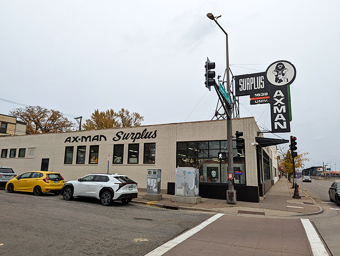 Welcome to Ax-Man Surplus, where one person's junk becomes another's treasure trove of inspiration. This unassuming exterior hides a world of wonders waiting to be discovered.
