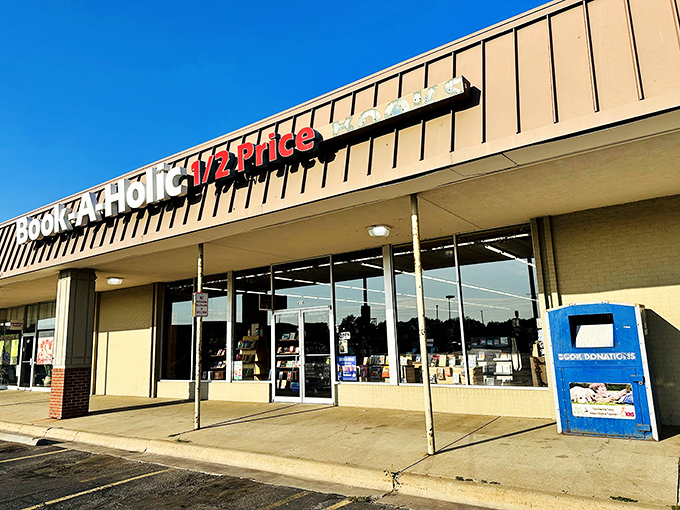 Half-price heaven awaits! This unassuming storefront is like a TARDIS for bookworms - bigger on the inside and full of literary wonders.