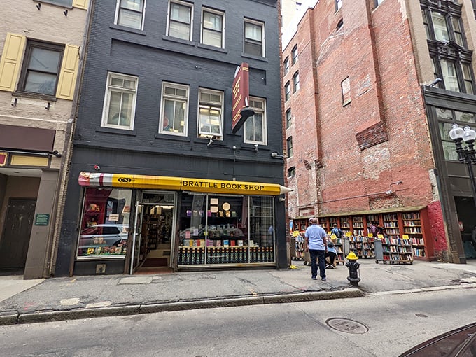 A literary oasis in the heart of Boston! The Brattle Book Shop's cheerful yellow awning beckons bibliophiles like a siren song for word nerds.