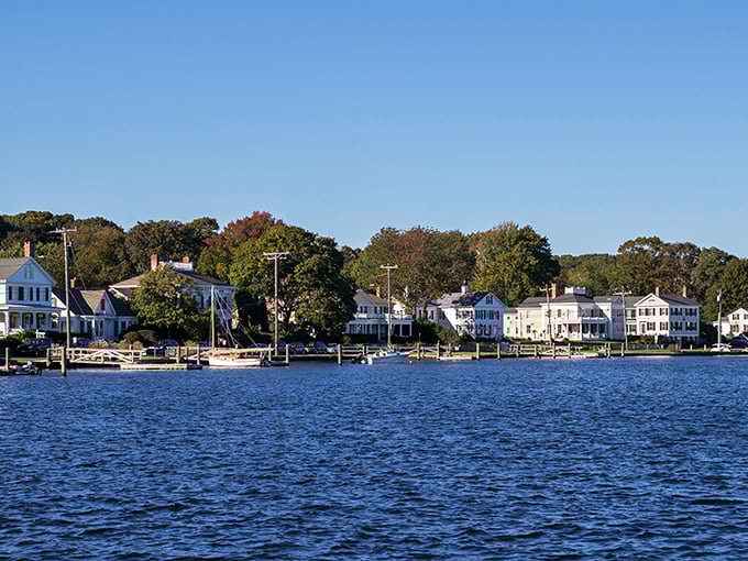 Ahoy, waterfront wonder! Mystic's shoreline is a postcard come to life, where stately homes stand sentinel over bobbing boats. It's the kind of view that makes you want to trade your car for a sailboat.