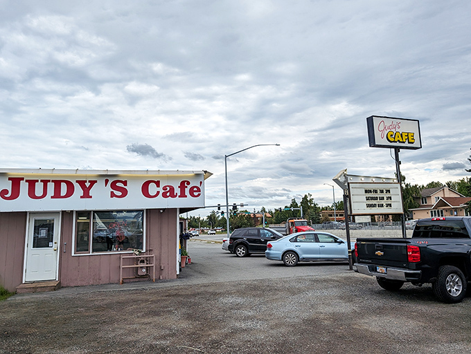Welcome to Judy's Caf&eacute;, where the sign shines brighter than an Alaskan summer day! This unassuming exterior hides a treasure trove of comfort food delights.