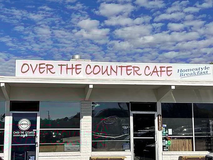 A beacon of breakfast bliss! Over the Counter Cafe's unassuming exterior hides a world of morning delights waiting to be discovered.