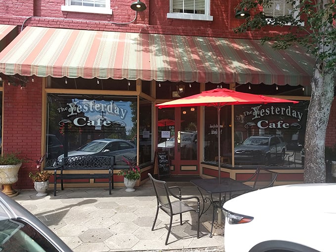 Step into a time machine disguised as a café! The Yesterday Café's charming exterior promises a journey back to simpler times, with a side of Southern hospitality.