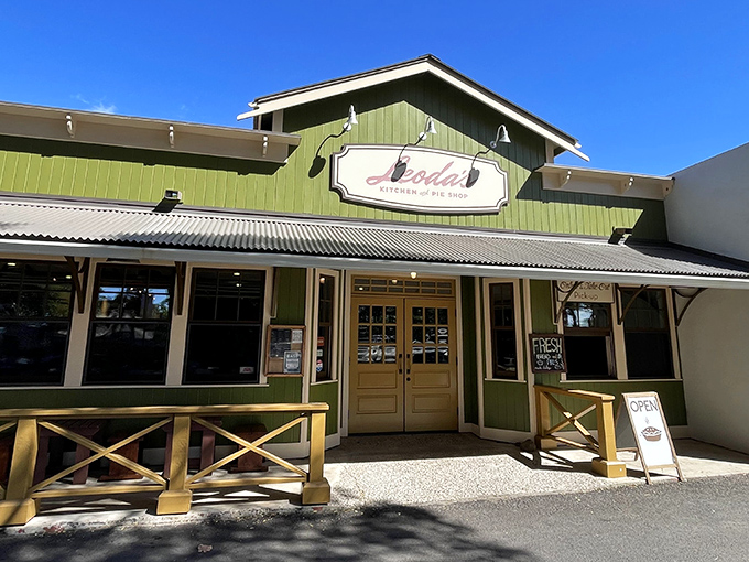 A slice of paradise awaits! Leoda's charming green exterior is like a beacon for pie lovers and comfort food seekers alike.