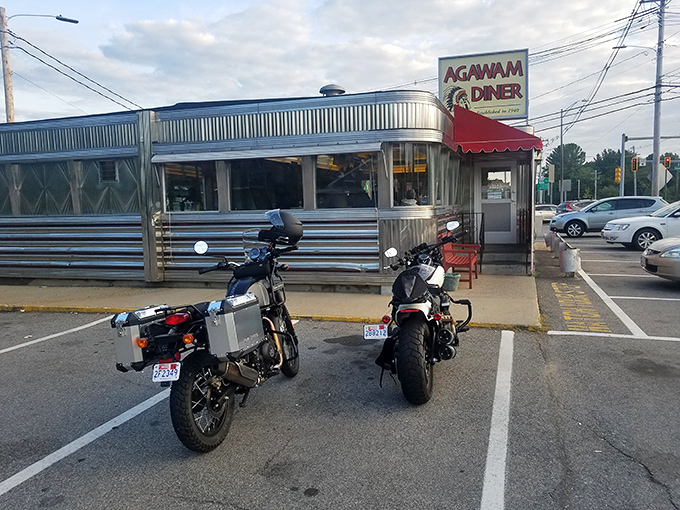 A shining beacon of nostalgia! The Agawam Diner's gleaming exterior promises a journey back to the golden age of American dining.