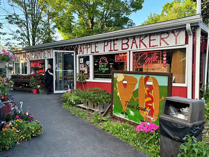 Welcome to pie paradise! The Village Farmer and Bakery's charming exterior is like a siren call to dessert lovers everywhere.