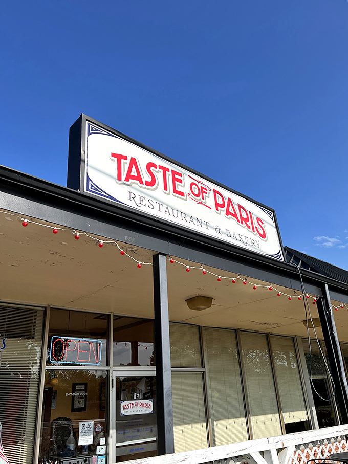 A taste of Paris, right in the heart of Illinois! This charming fa&ccedil;ade promises culinary delights that'll transport you faster than a Concorde jet.