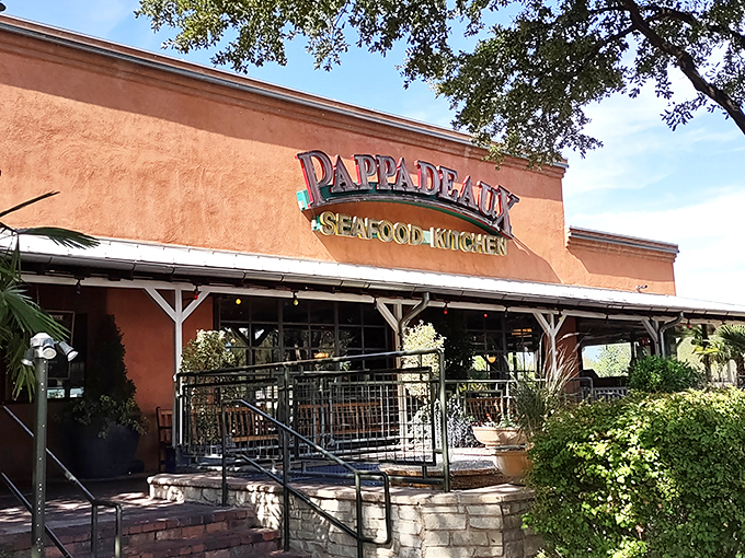 Welcome to Pappadeaux, where the desert meets the sea! This terracotta-colored oasis promises a seafood adventure that's as unexpected as finding a mermaid in the Rio Grande.