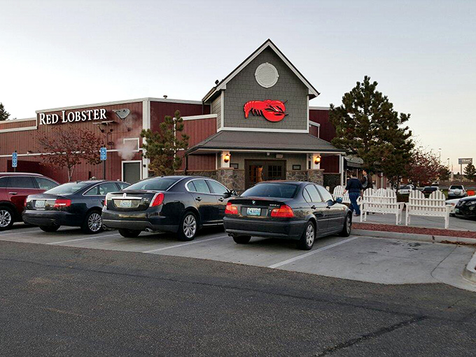 Welcome to seafood paradise! This Red Lobster in Cheyenne stands out like a lighthouse in a sea of prairie, beckoning hungry landlubbers to its shores.