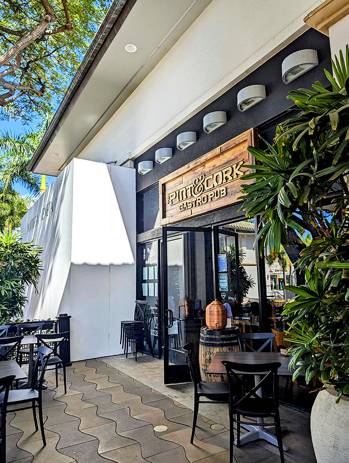 Tucked away in The Shops at Wailea, The Pint & Cork's unassuming fa&ccedil;ade hides a gastropub paradise that locals guard like a secret fishing spot.