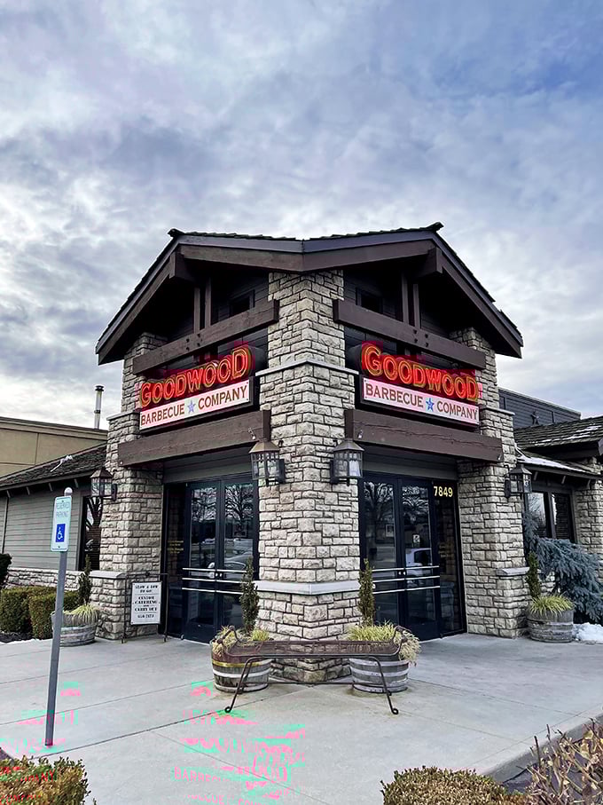 Welcome to Goodwood Barbecue Company, where rustic charm meets mouthwatering aromas. This unassuming exterior hides a world of flavor waiting to be discovered.