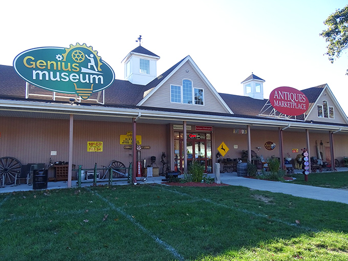 Welcome to the time machine! This charming New England facade houses a treasure trove of memories waiting to be rediscovered. Genius and antiques collide in this unassuming wonderland.