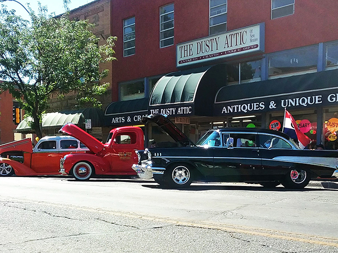 Step into a time machine disguised as a storefront! The Dusty Attic's vibrant exterior promises a journey through decades of treasures and memories.