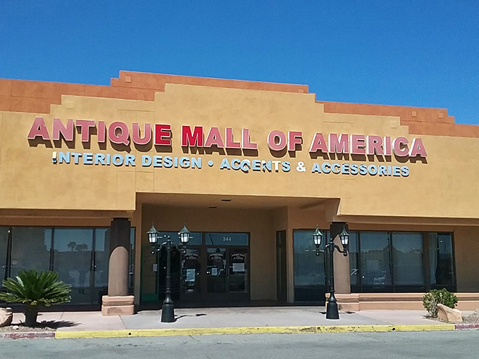 Step into a time machine disguised as a building! The Antique Mall of America's exterior promises a journey through decades of American nostalgia.
