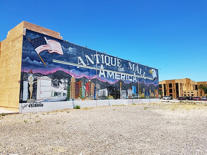 Step into a time machine disguised as a building! The Antique Mall of America's exterior promises a journey through decades of American nostalgia.