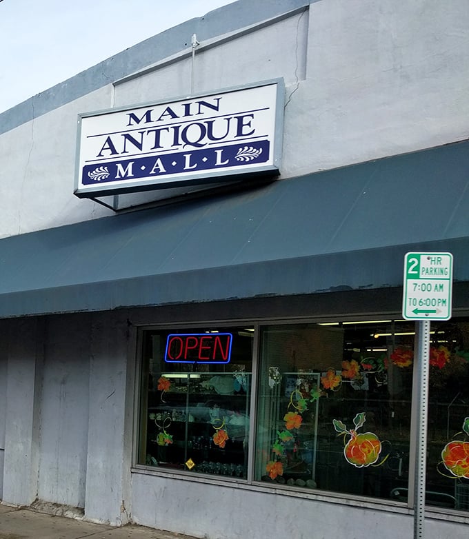 Step into a time warp! This blue-and-orange facade isn't just a storefront—it's a portal to treasures of yesteryear.