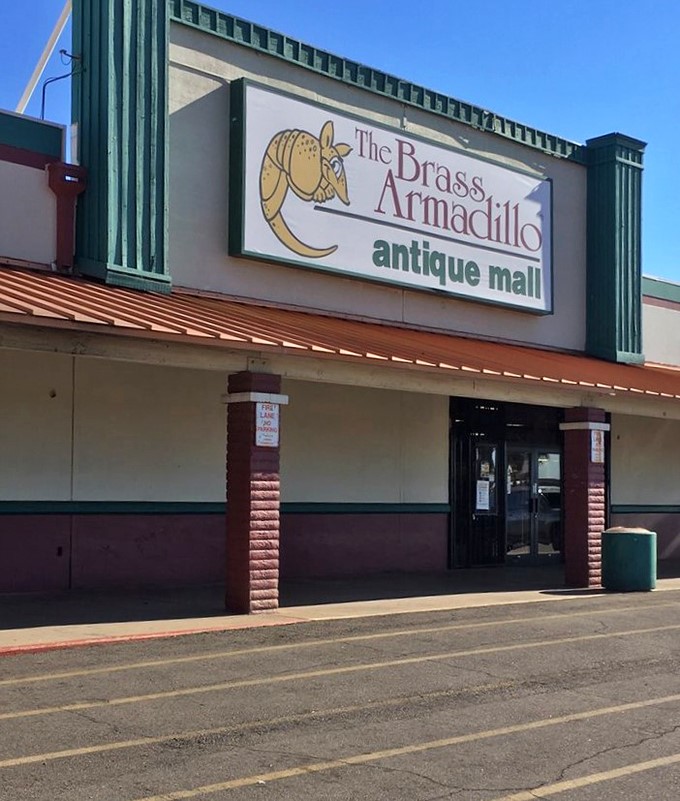 Welcome to the Brass Armadillo, where time travel is just a shopping trip away! This unassuming exterior hides a treasure trove of nostalgia and quirky finds.
