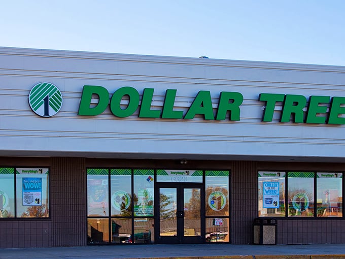 The iconic green Dollar Tree sign beckons bargain hunters like a beacon of affordability in these inflation-heavy times.