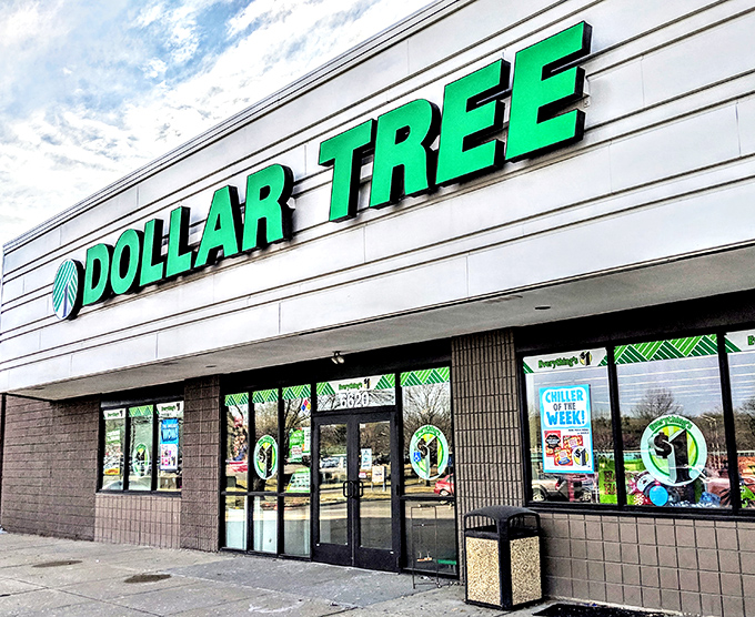 The iconic green Dollar Tree sign beckons bargain hunters like a beacon of affordability in these inflation-heavy times.