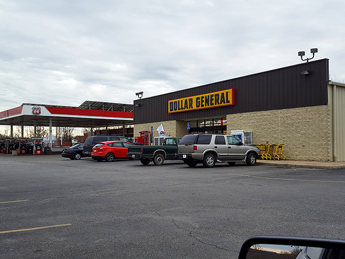 Welcome to the yellow brick road of savings! This Dollar General's exterior promises a wonderland of bargains just waiting to be discovered. 