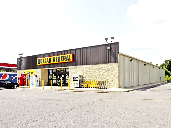 Welcome to the yellow brick road of savings! This Dollar General's exterior promises a wonderland of bargains just waiting to be discovered.