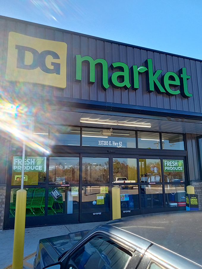 Welcome to bargain paradise! DG Market's sleek exterior promises a world of wallet-friendly wonders waiting just beyond those automatic doors.