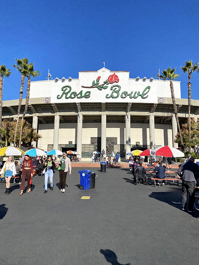 Welcome to treasure hunter's paradise! The Rose Bowl Flea Market transforms this iconic stadium into a bargain-seeker's wonderland, where every aisle promises adventure.