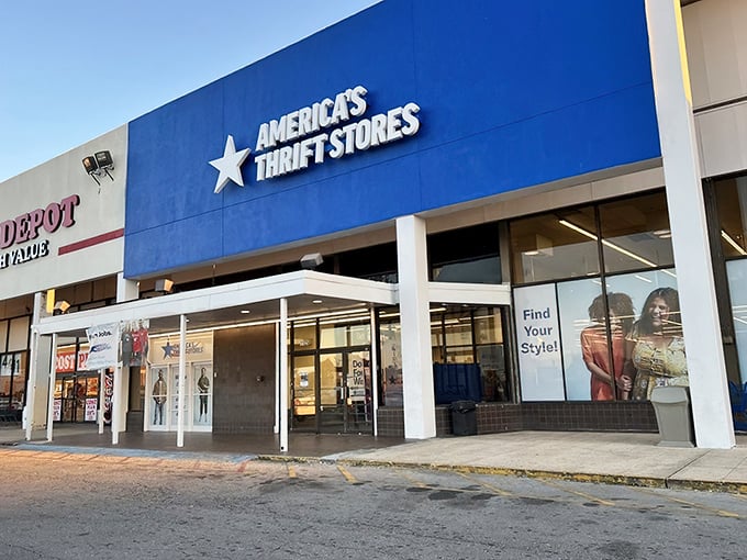 Step right up to the blue-and-white wonderland! America's Thrift Stores beckons bargain hunters with the promise of hidden treasures and wallet-friendly finds.