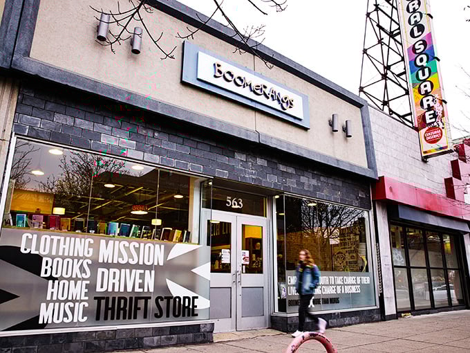 Welcome to Boomerangs, where thrifting dreams come true! This storefront promises a treasure trove of vintage delights and unexpected finds.