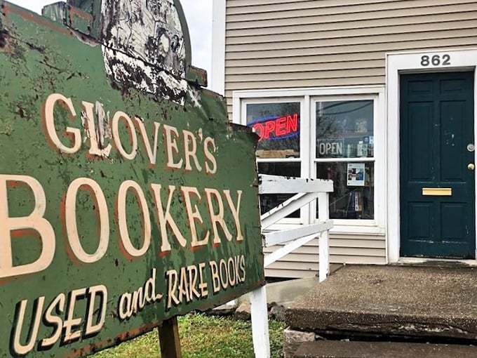 Welcome to Glover's Bookery, where literary dreams come true! This unassuming house holds more stories than your grandma at Thanksgiving dinner.