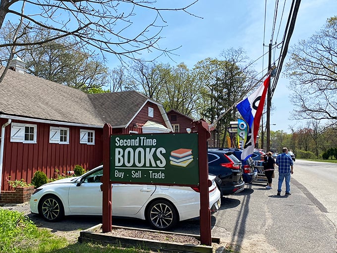Welcome to Second Time Books, where literary dreams come true! This charming red barn beckons bibliophiles like a siren call to seafaring sailors.
