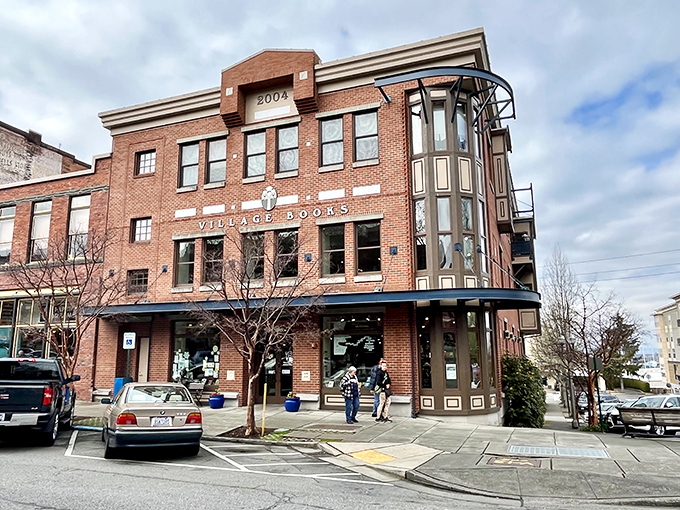Welcome to the Hogwarts of bookstores! Village Books' brick exterior promises literary magic within its walls.