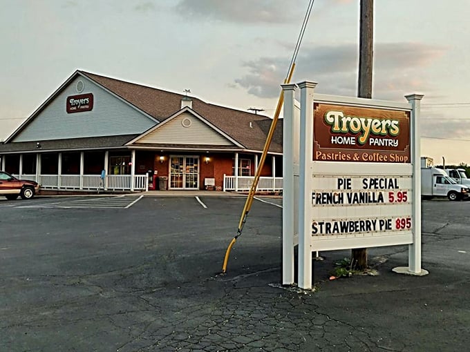 Welcome to pie paradise! Troyer's Home Pantry stands like a beacon of buttery goodness, promising delights that would make even Paul Hollywood swoon.