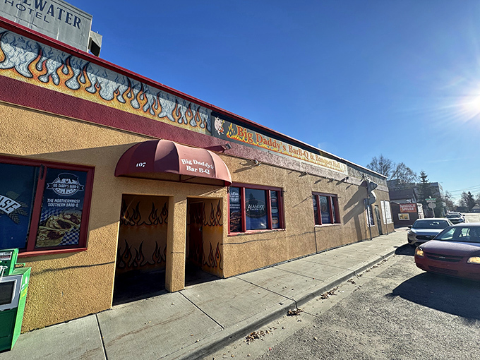Flame on! This sunny yellow exterior isn't just eye-catching&mdash;it's a beacon of BBQ bliss in the heart of Fairbanks. Talk about heating things up in the Last Frontier!