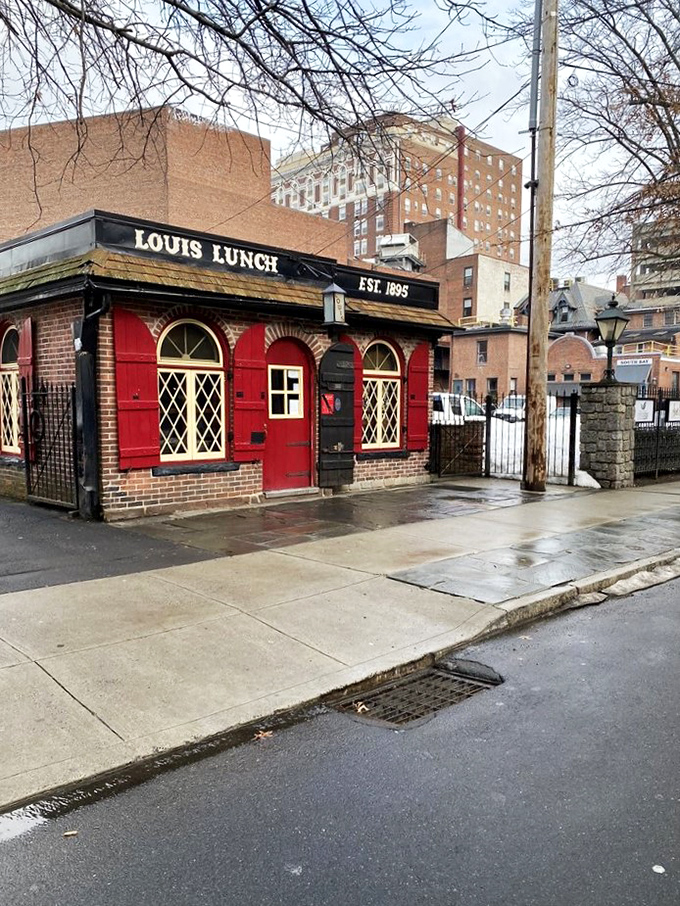A little red brick building with a big burger legacy. Louis' Lunch stands proud, serving up history and flavor since 1895.