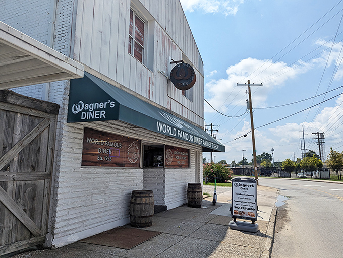 Step into a time machine disguised as a diner! Wagner's exterior promises a journey through Kentucky's culinary and racing history.