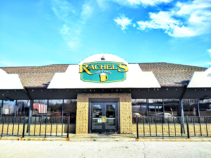 Welcome to Rachel's, where the exterior is as inviting as a warm hug from your favorite aunt. This place screams "come on in and loosen your belt!"