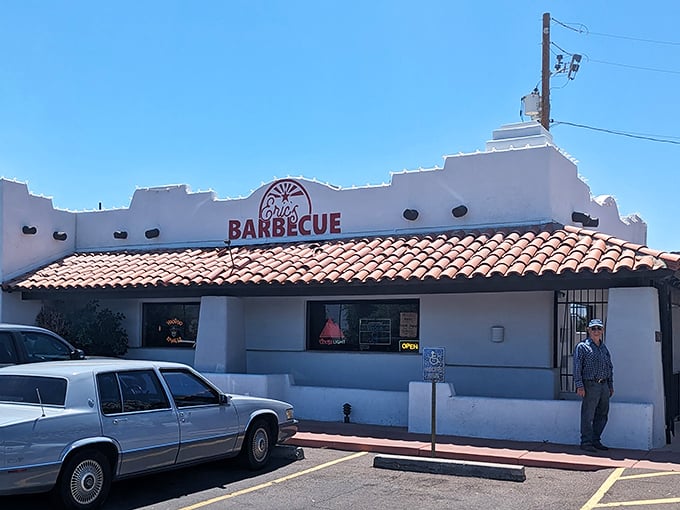 The white facade with that iconic red logo beckons like a barbecue lighthouse, guiding hungry souls to smoky salvation in Avondale.