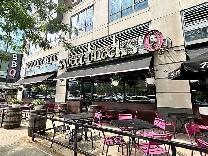 The unmistakable pink "Q" beckons barbecue pilgrims to this Fenway-area sanctuary where wood barrels outside hint at the smoky treasures within.