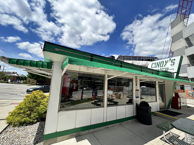 The little diner that could! Cindy's distinctive green-trimmed exterior stands proudly in downtown Fort Wayne, a stainless steel time capsule serving happiness 15 seats at a time. 