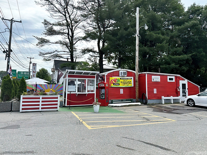 The fire-engine red exterior of Brunswick Diner stands like a beacon of breakfast hope, promising comfort food salvation to hungry travelers.