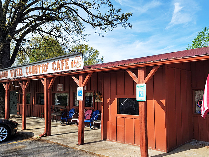 Welcome to the Wagon Wheel, where time stands still and biscuits rise to heavenly heights. This rustic facade promises comfort food that'll make your heart sing and your belt buckle groan.