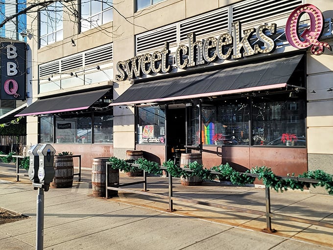 The unmistakable pink "Q" beckons barbecue pilgrims to this Fenway-area sanctuary where wood barrels outside hint at the smoky treasures within.