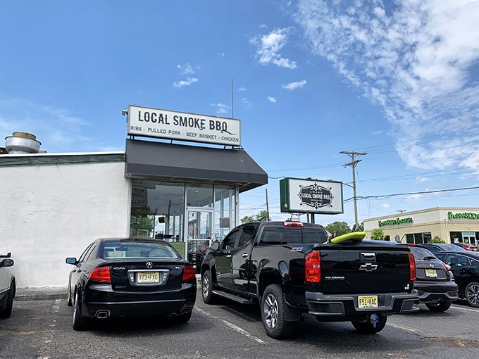The unassuming storefront that hides barbecue greatness. Like finding a Picasso at a yard sale, this modest exterior conceals smoky treasures within.