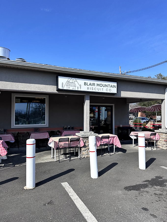 Welcome to biscuit paradise! Blair Mountain Biscuit Co.'s charming exterior promises comfort food that'll make your taste buds do a happy dance.