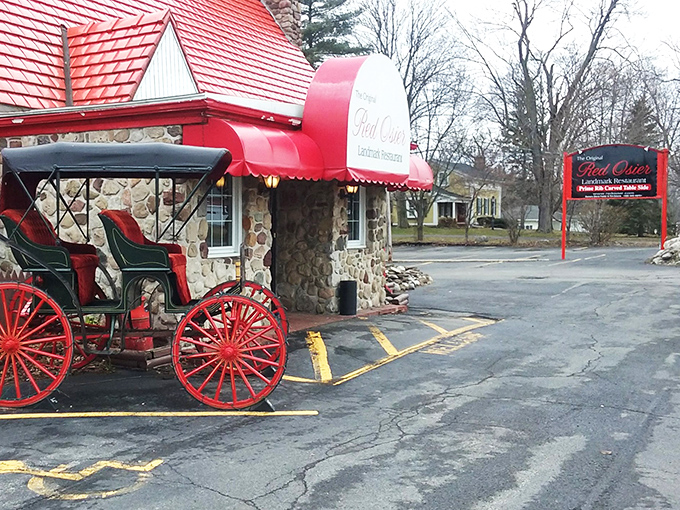 A red-roofed wonderland where every sign points to deliciousness. Who needs Paris when you've got prime rib paradise right here in Stafford?
