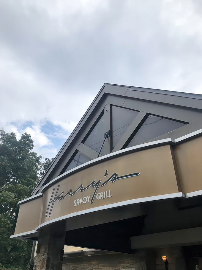 Welcome to Harry's Savoy Grill, where the stone facade whispers "classic" and the neon sign screams "let's eat!" It's like a culinary time machine with modern flair.