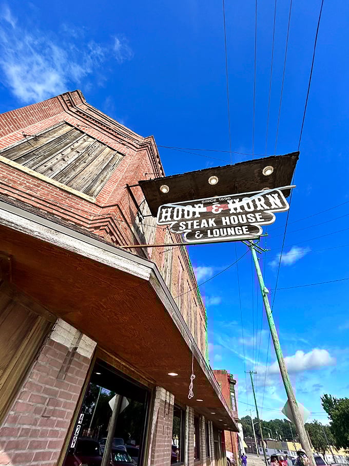Step back in time! The Hoof & Horn's vintage sign promises a meaty adventure that's been sizzling since 1932. Talk about staying power!