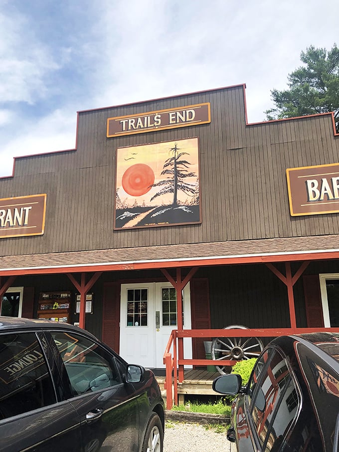Welcome to the Trails End, where rustic charm meets culinary delight! This unassuming exterior hides a treasure trove of flavors waiting to be discovered.